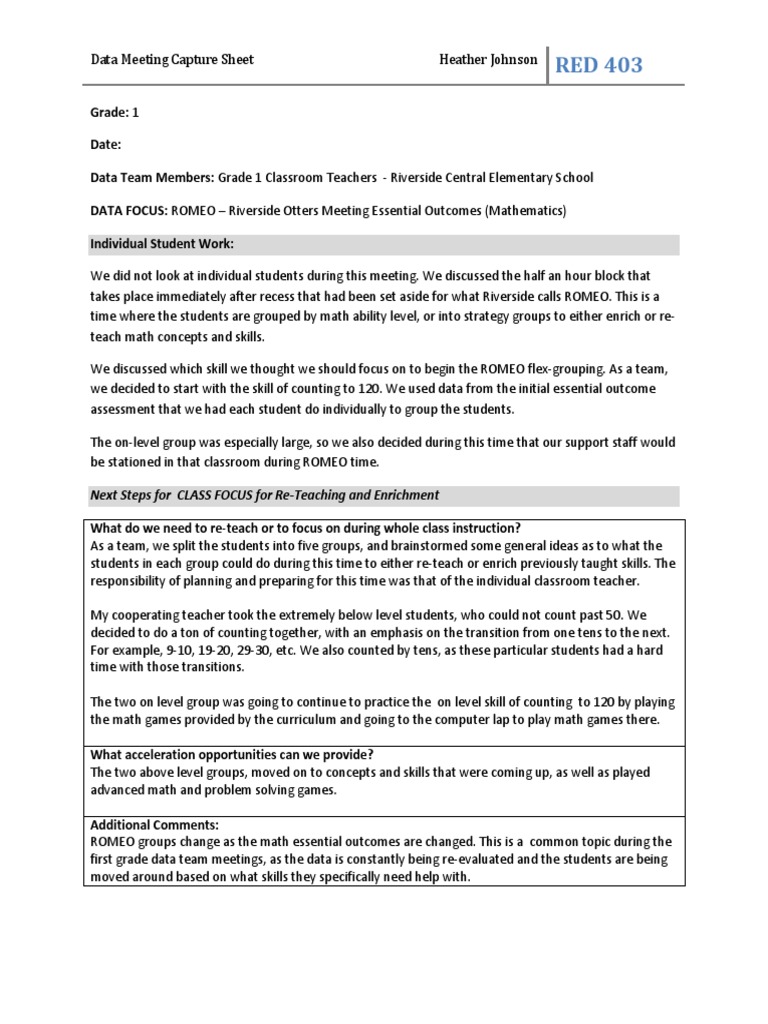 Grade 1 Math Strategy Meeting | PDF | Career & Growth