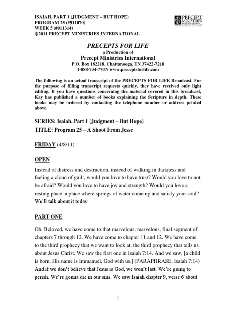Isaiah Part 1 25 A Shoot From Jesse Transcript | PDF | Isaiah ...