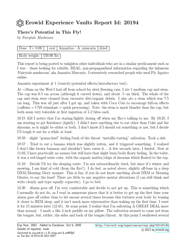 Erowid Experience Vaults Report Id: 20194: There's Potential in This ...