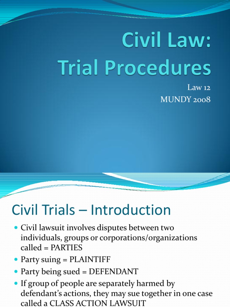Civil Trial Procedure | PDF | Settlement (Litigation) | Lawsuit