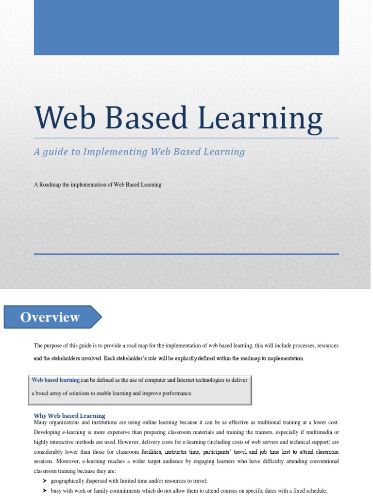 E-Learning Road Map | PDF | Educational Technology | Teaching