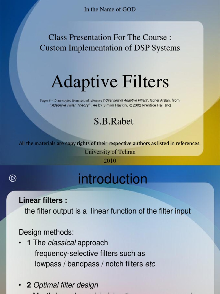 Adaptive Filters | PDF