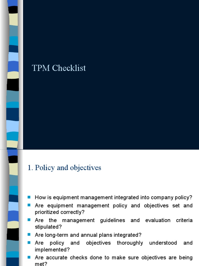 TPM Checklist | Goal | Environmental Policy