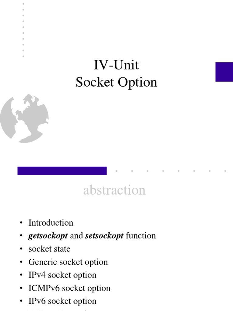 IV Unit (Socket Options) | PDF | Transmission Control Protocol | I Pv6