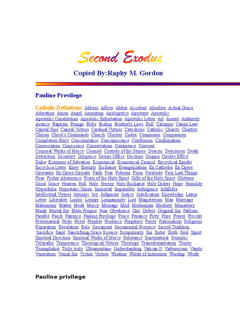 Tha Petrine Previlege and Pauline Previlege | PDF | Catholic Theology ...