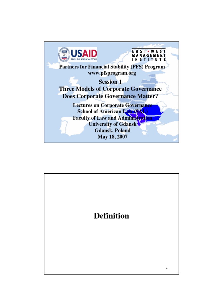 Session 1 Three Models Of Corporate Governance May 18 2007 Pdf