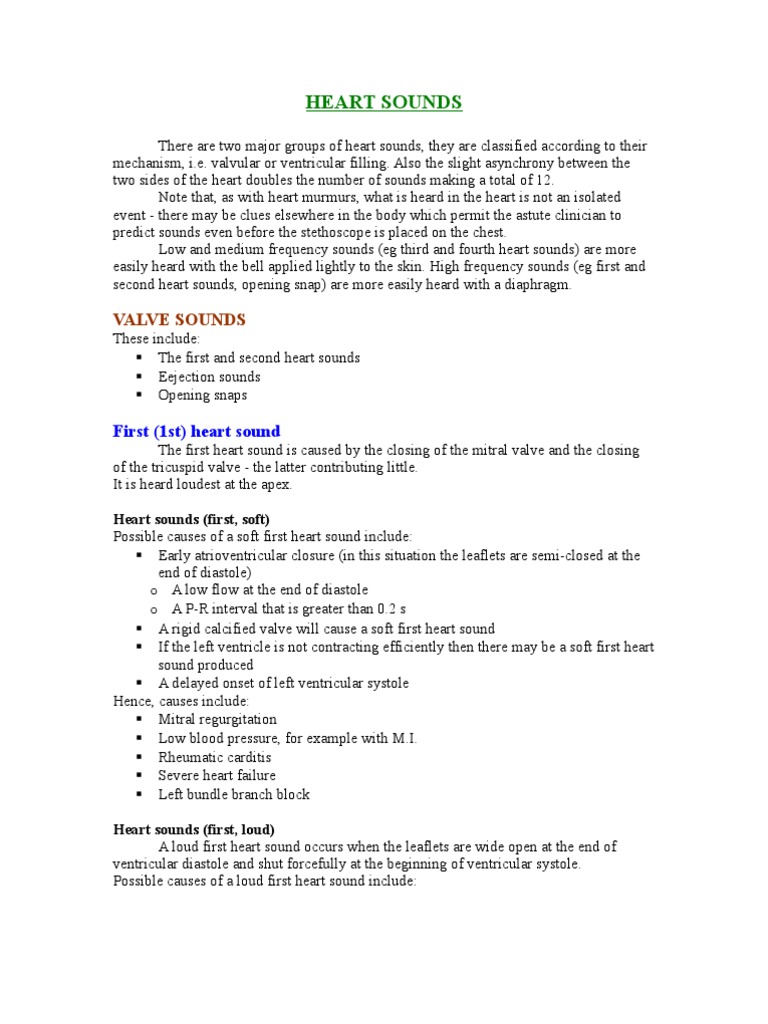 Heart Sounds | PDF | Heart Valve | Diastole