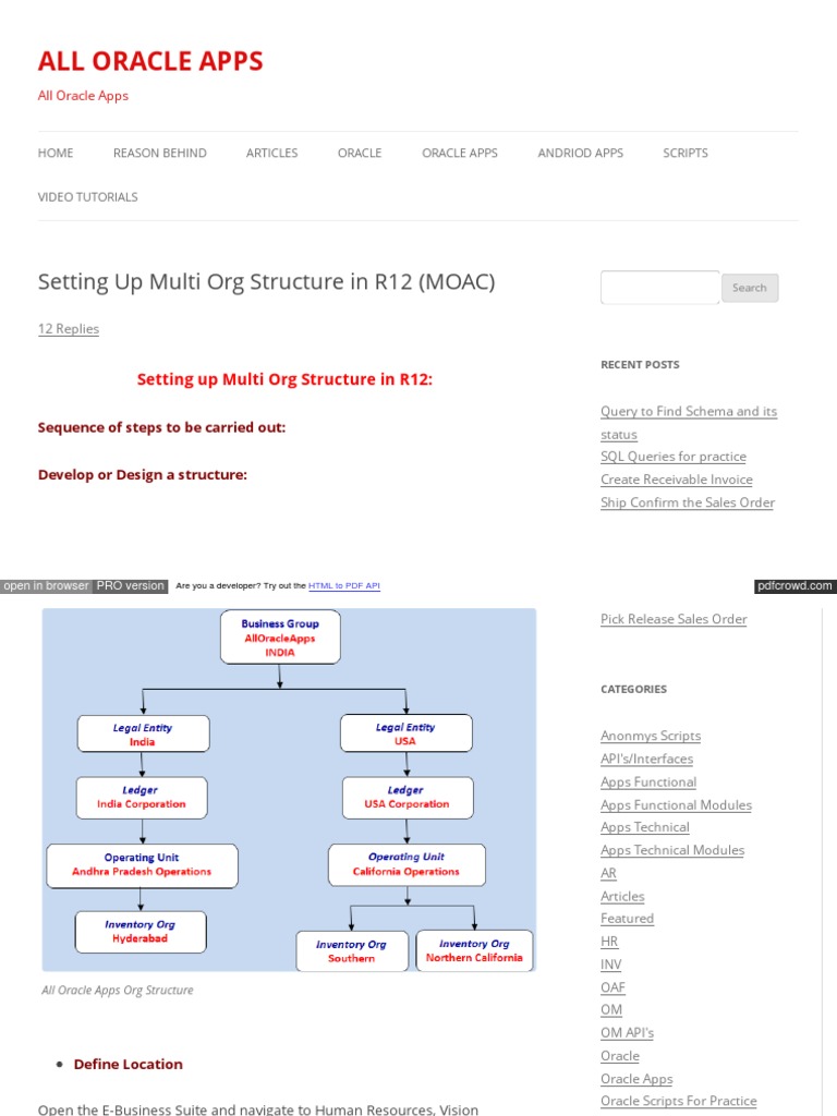 Setting Up Multi Org Structure in R12 PDF | PDF | Html | Web Browser