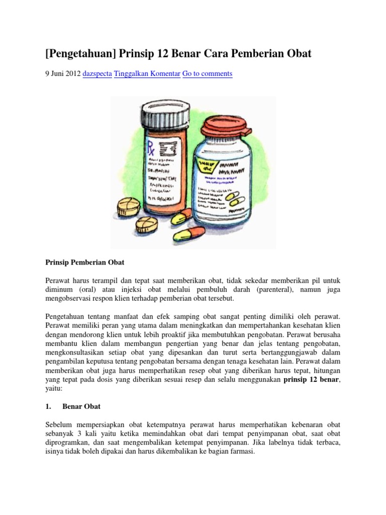 12 Prinsip Pemberian Obat yang Benar | PDF