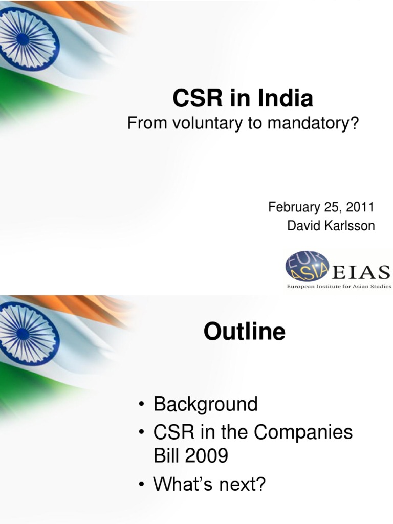 CSR in India: From Voluntary To Mandatory? | PDF | Corporate Social ...