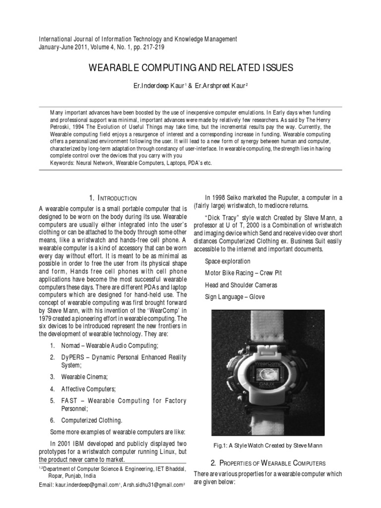 Wearable Computers | PDF | Wearable Technology | Watch