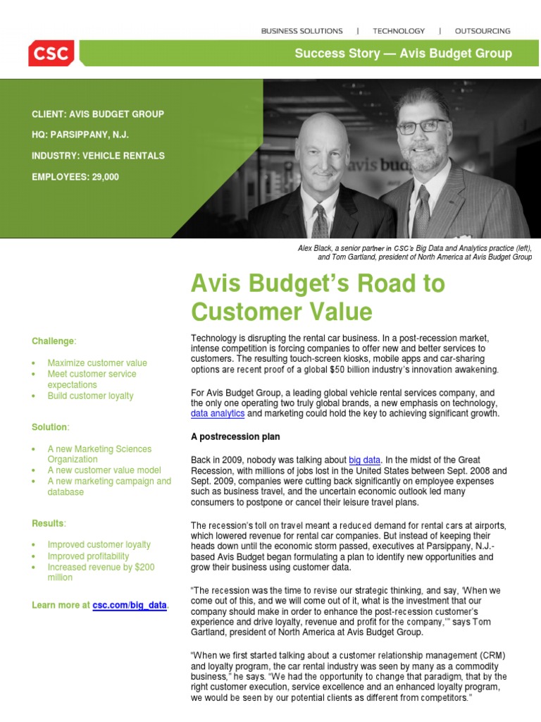 Avis Budget Group Success Story | PDF | Analytics | Big Data