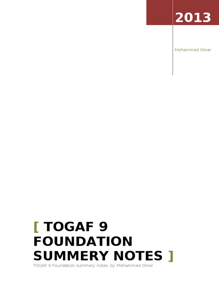 Togaf 9 Notes | PDF | Enterprise Architecture | System