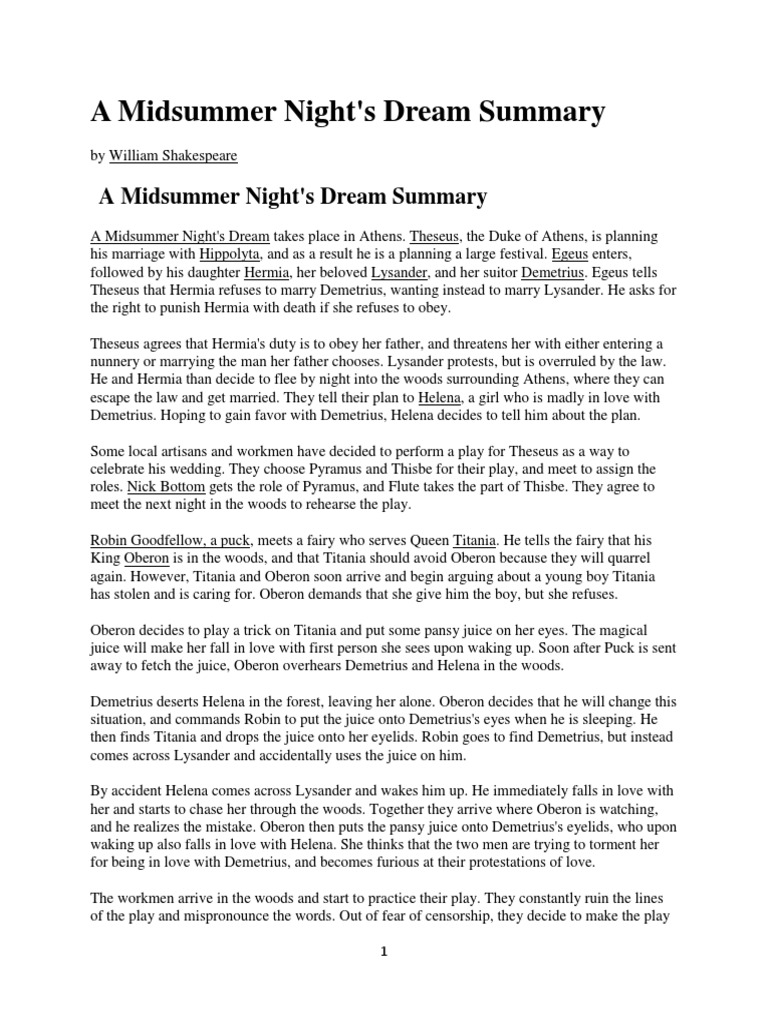 A Midsummer Nights Dream Sparknotes A Midsummer Night's Dream In