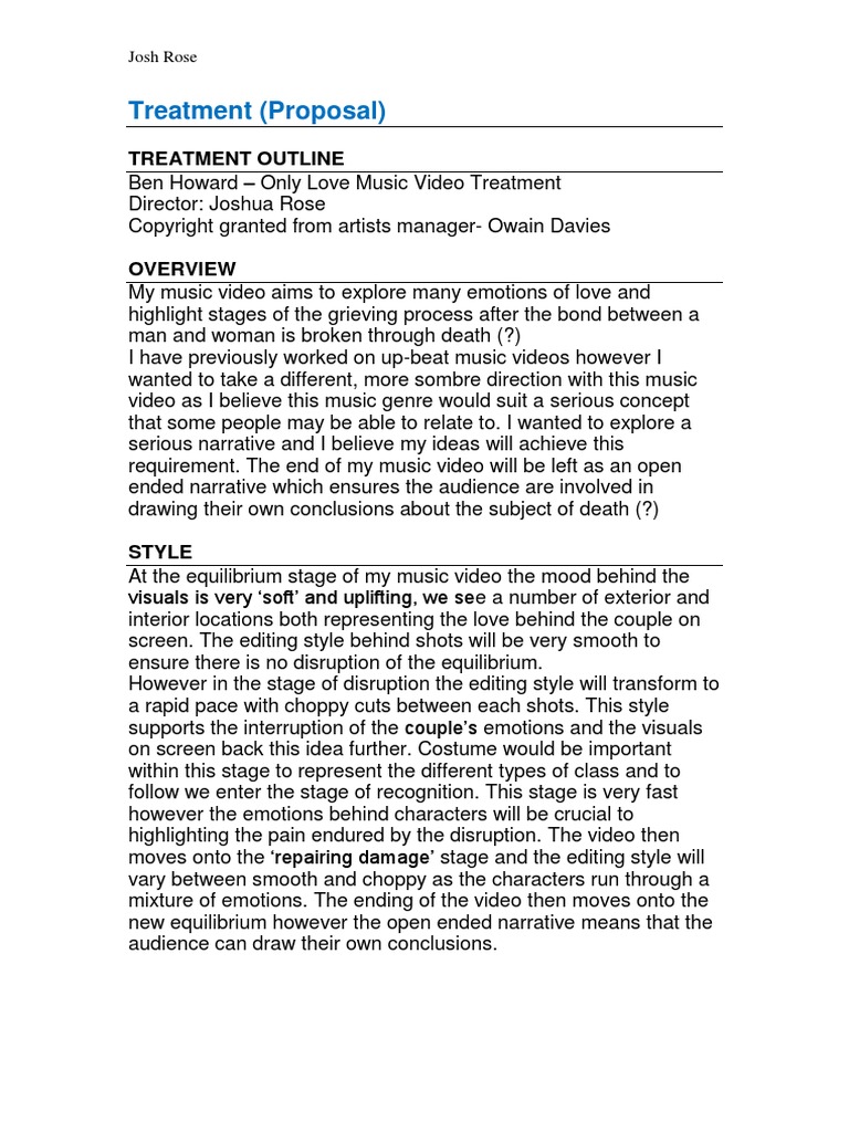 Treatment | PDF | Narrative | Song Structure