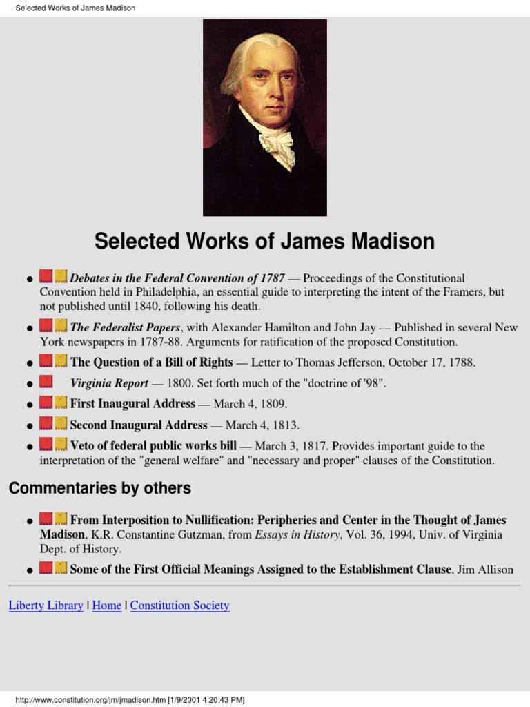 Works of James Madison | PDF | James Madison | United States Congress