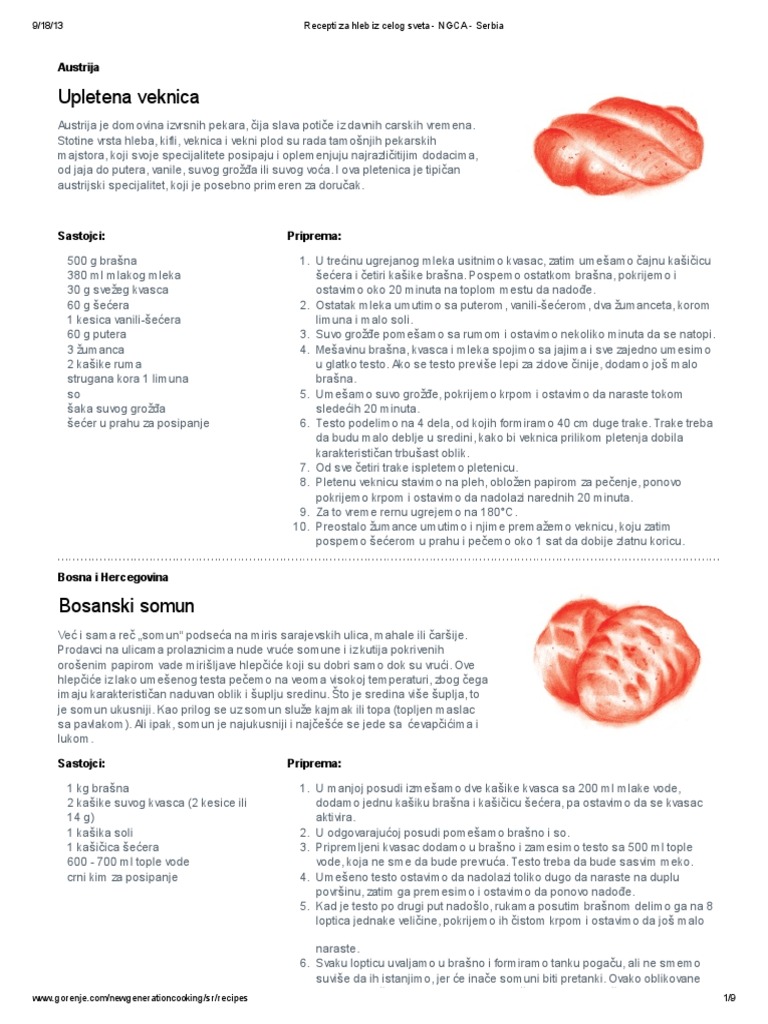 Recepti Za Hleb Iz Celog Sveta | PDF
