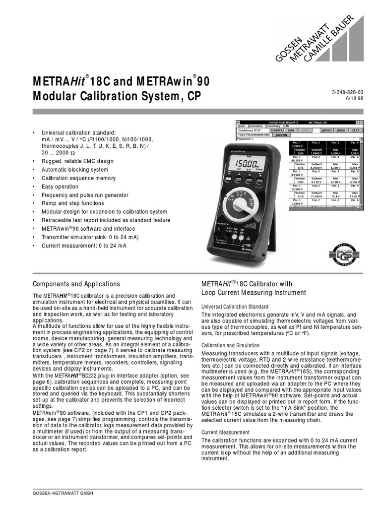 Metra 18C and Metrawin 90 Modular Calibration System, CP | PDF ...
