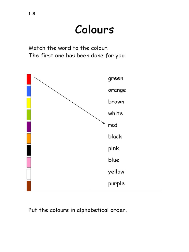 Color Matching and Alphabetical Order | PDF