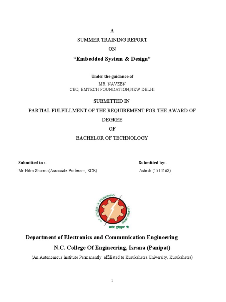 Embedded Design Training Report | Download Free PDF | Diode | Embedded ...