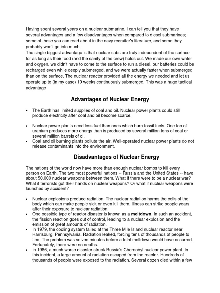 Advantages of Nuclear Energy | PDF | Nuclear Weapons | Nuclear Power