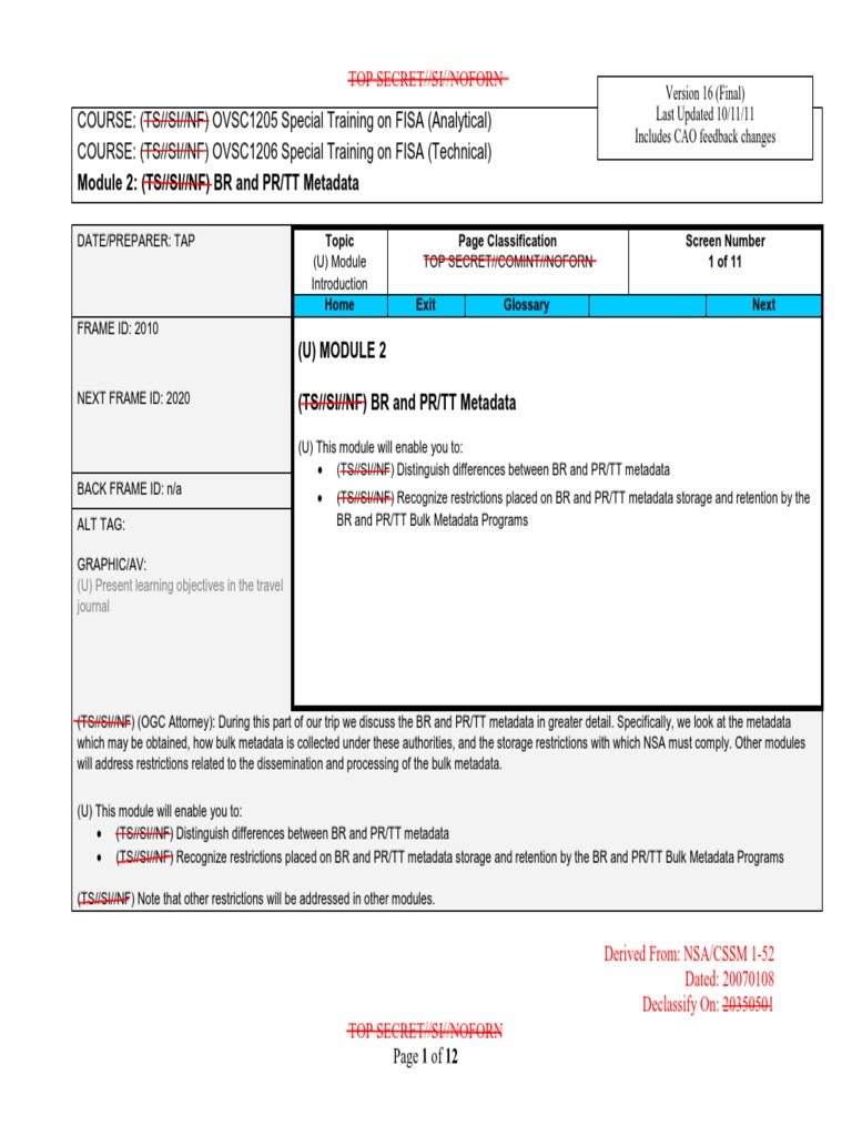 2011 NSA Course Material Module 2 | PDF | Classified Information In The ...