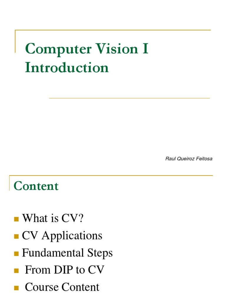 Computer Vision Introduction Course Overview | PDF | Computer Vision | Image Segmentation