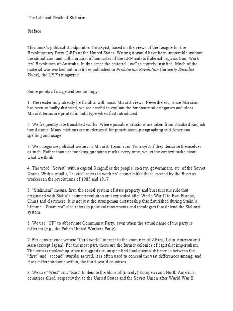 The Life and Death of Stalinism: A Resurrection of Marxist Theory ...