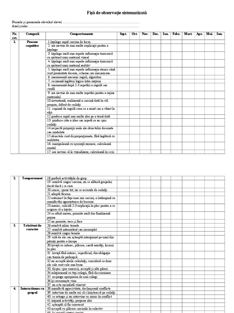 Fisa de Observatie | PDF