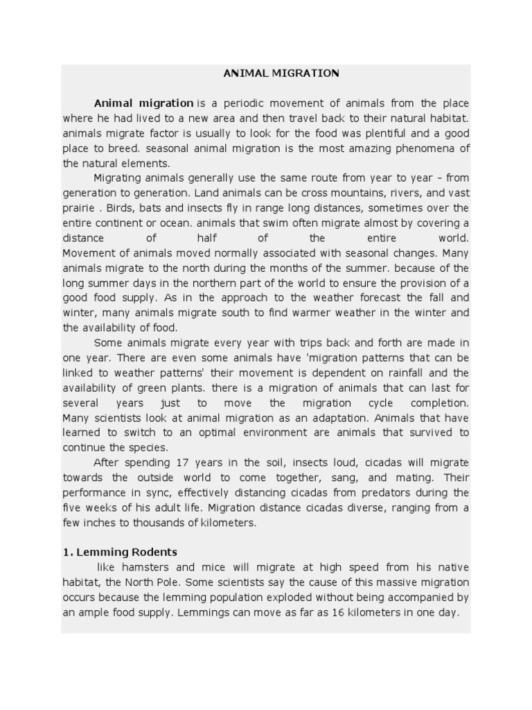 Animal Migration Animal Migration Is A Periodic Movement of Animals ...