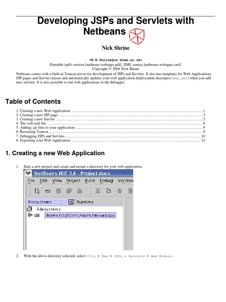 Developing JSPs and Servlets With Netbeans | PDF | Java Server Pages | Java Servlet