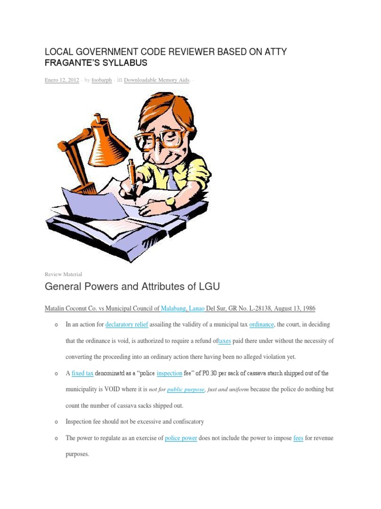 Local Government Code Reviewer | PDF | Eminent Domain | Local Government