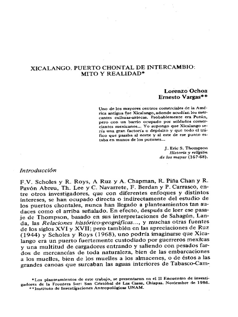 Xicalango: Mito y Realidad | PDF | Náhuatl | Arqueología