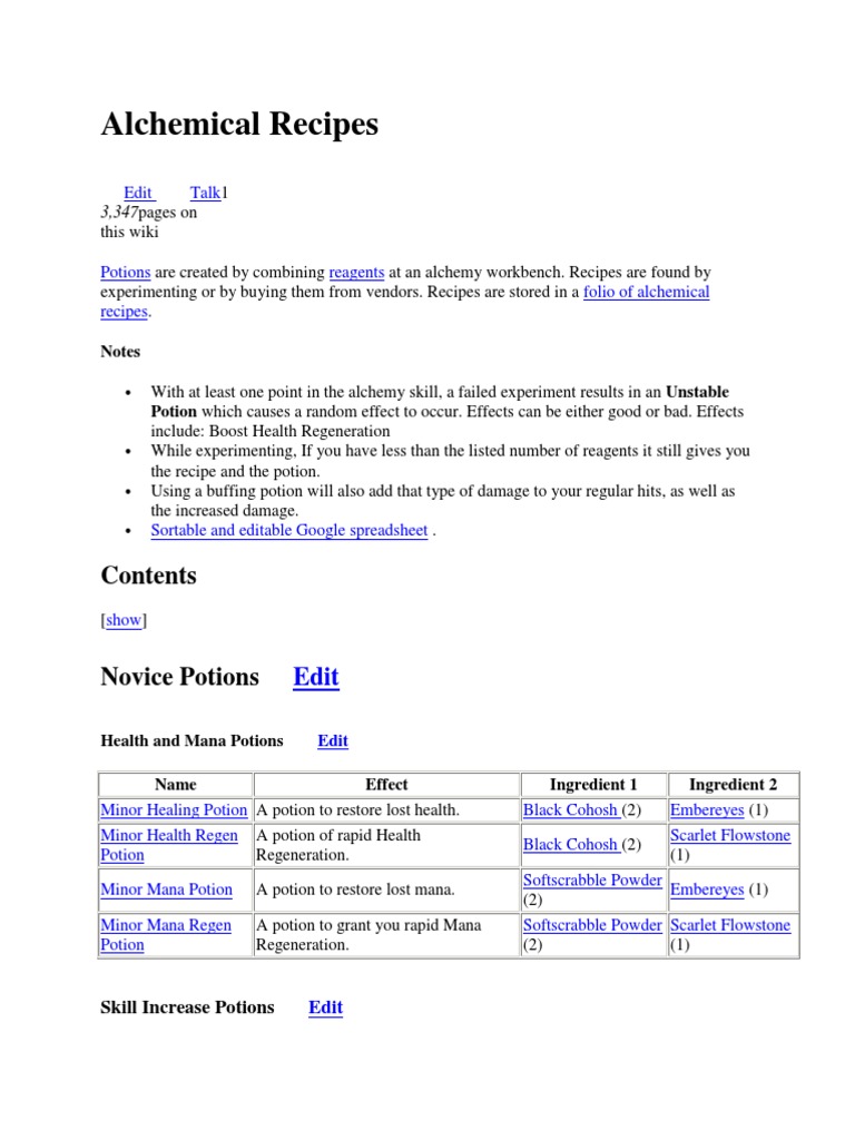 Alchemical Recipes: A Compendium of Potions and Their Effects | PDF ...