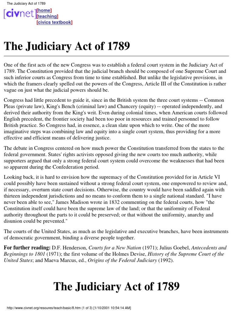 Judiciary Act 1789 | PDF | Judiciaries | Lawsuit
