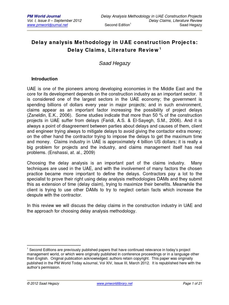 Delay Analysis Methodology in Construction Projects | PDF | Business