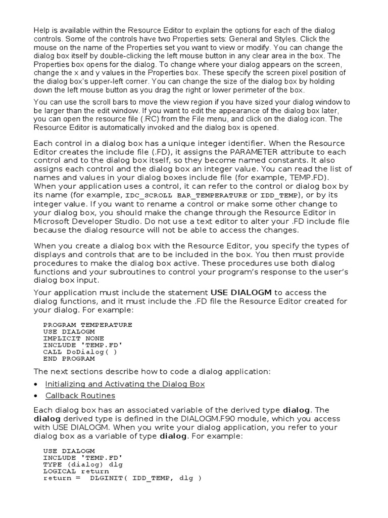 Fortran Boîte Dialog | PDF | Callback (Computer Programming) | Subroutine