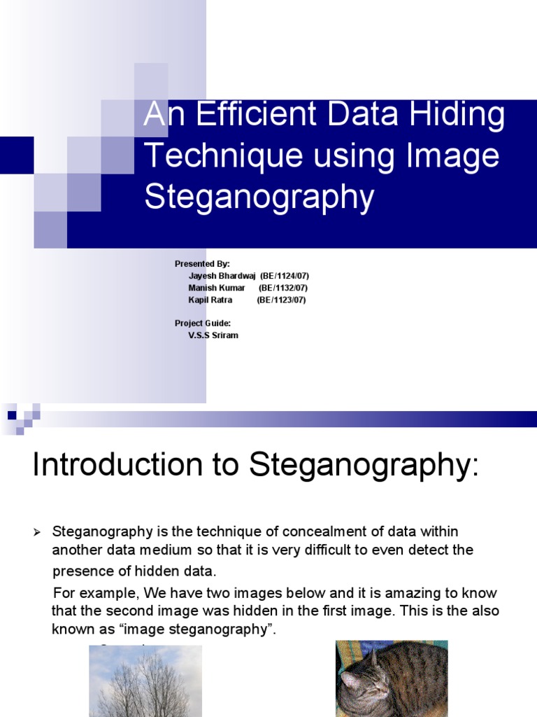 An Efficient Data Hiding Technique Using Image Steganography | PDF | Cryptography | Key ...