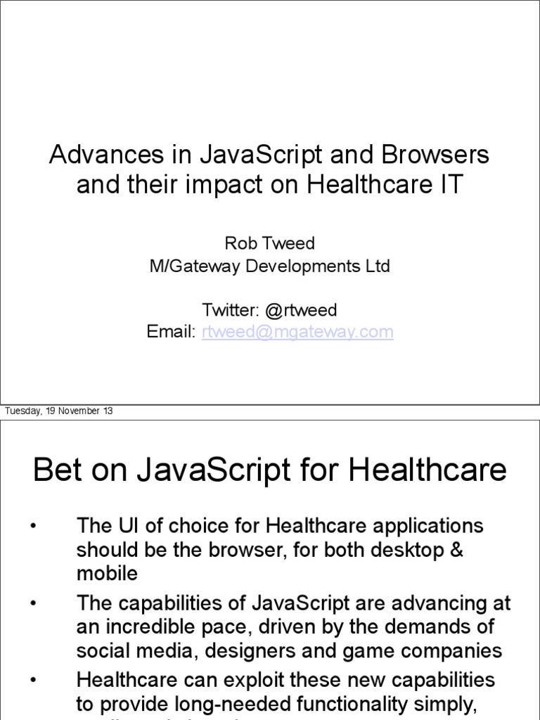 Rob Tweed HANDI Health Apps | PDF | Ext Js | Java Script