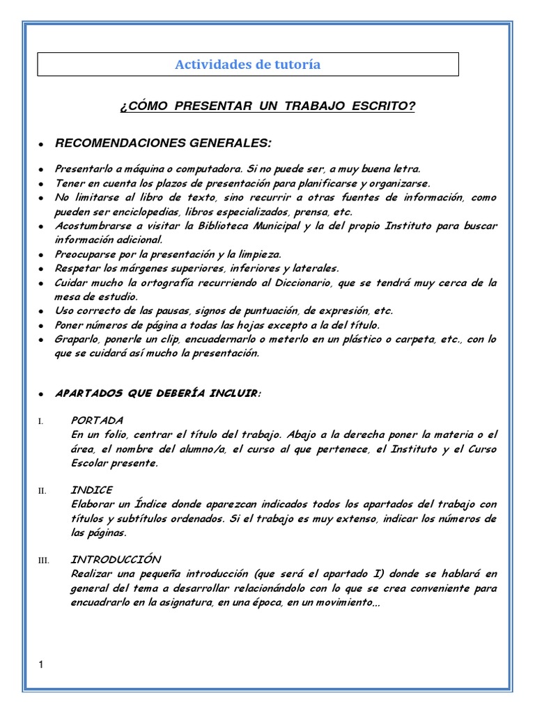 Cómo Presentar Un Trabajo Escrito | PDF