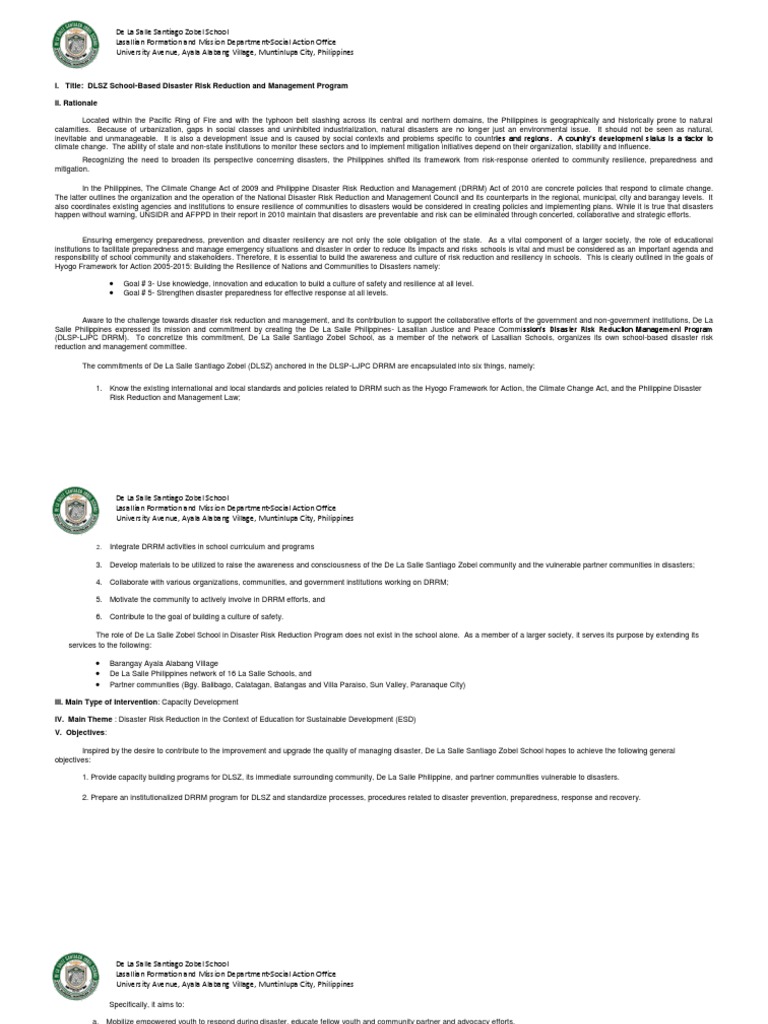 Project Proposal Sample | PDF | Disaster Risk Reduction | Emergency ...