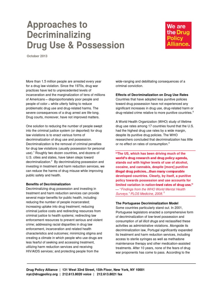 Fact Sheet Approaches To Decriminalization | PDF | Substance Abuse ...