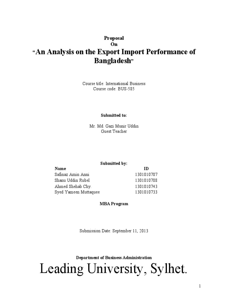 An Analysis On The Export Import Performance of Bangladesh | PDF ...