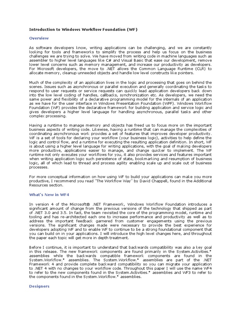 Introduction To Windows Workflow Foundation | PDF | Parameter (Computer ...