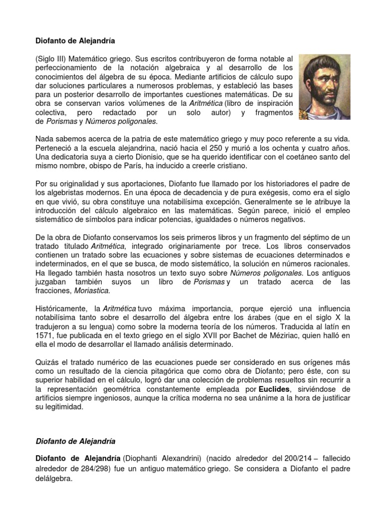 Diofanto de Alejandría | Aritmética | Ecuaciones