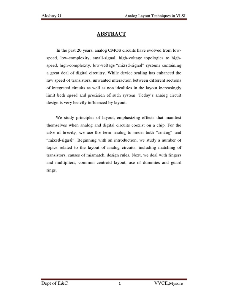 Analog Layout Techniques | PDF | Photolithography | Electronic Circuits