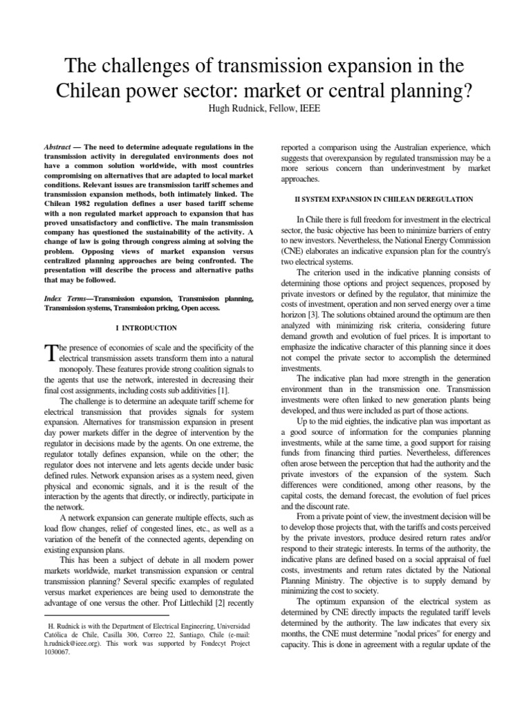 The Challenges of Transmission Expansion in The Chilean Power Sector ...