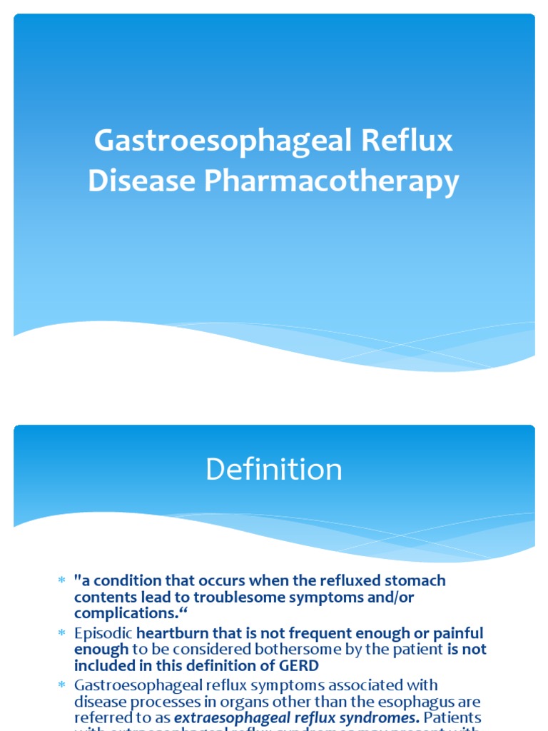 Gastroesophageal Reflux Disease Pharmacotherapy | PDF ...