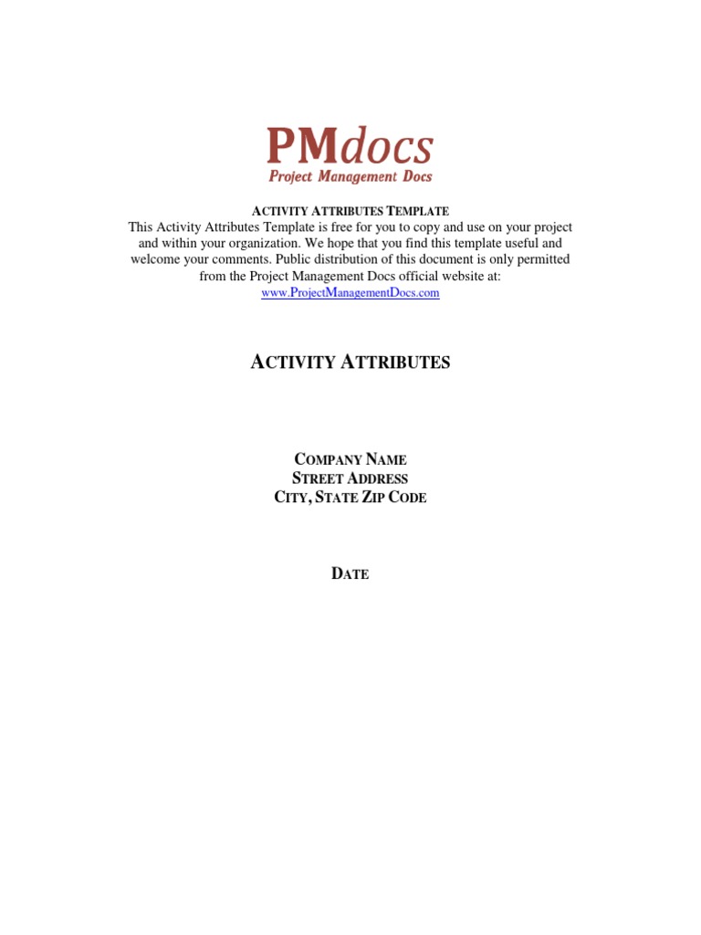Activity Attributes Template | PDF | Project Management | Software