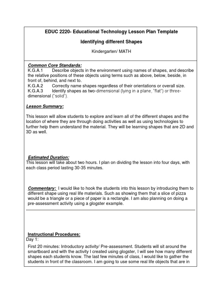 My Technology Lesson Plan | PDF | Communication | Pedagogy
